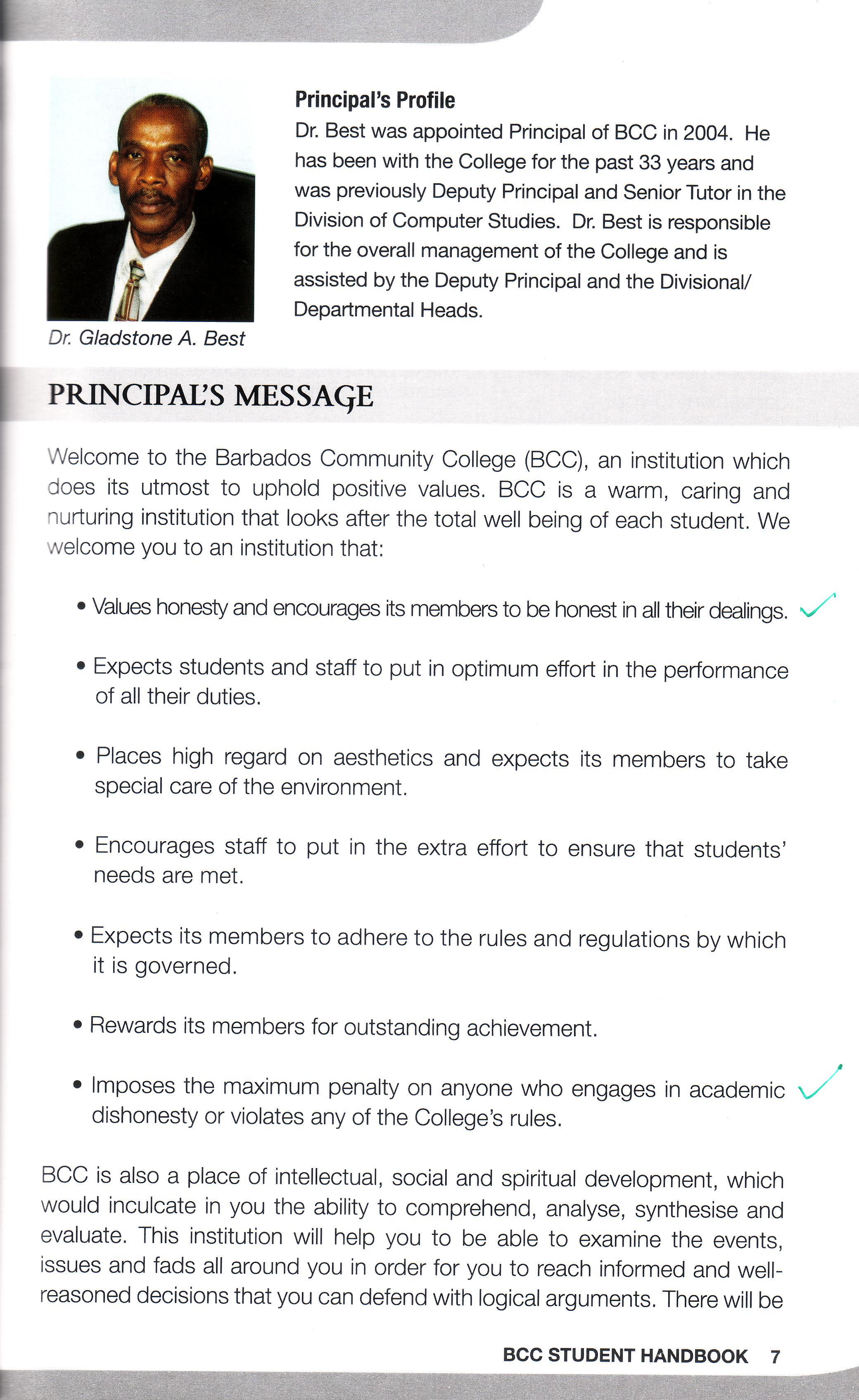 BCC Principal’s MessageBCC Principal’s MessageBringing News and ...